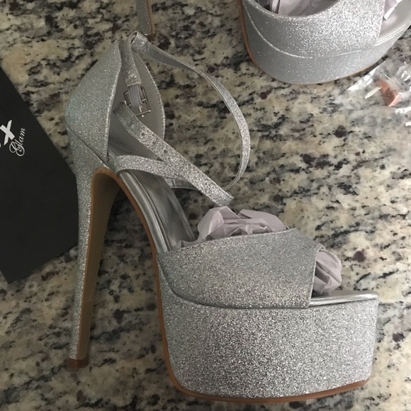 Shoes | Silver Platform High Heels | Poshmark